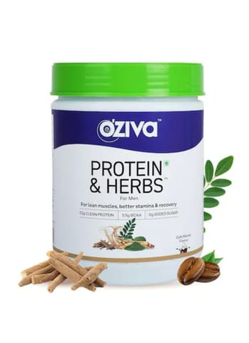 OZiva Protein & Herbs, Men - Whey Protein with Ayurvedic Herbs ...